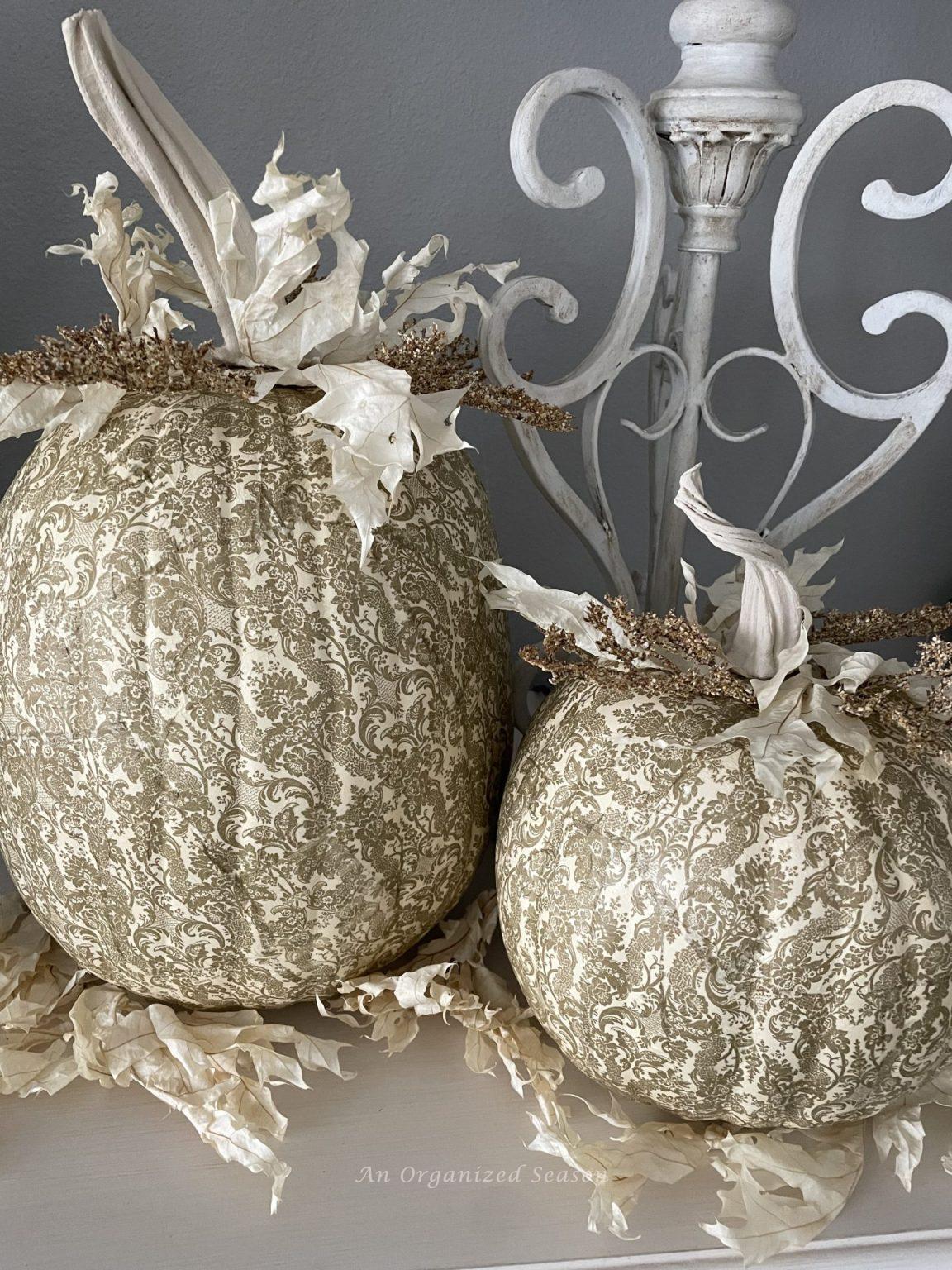How to Decoupage Elegant Pumpkins - An Organized Season
