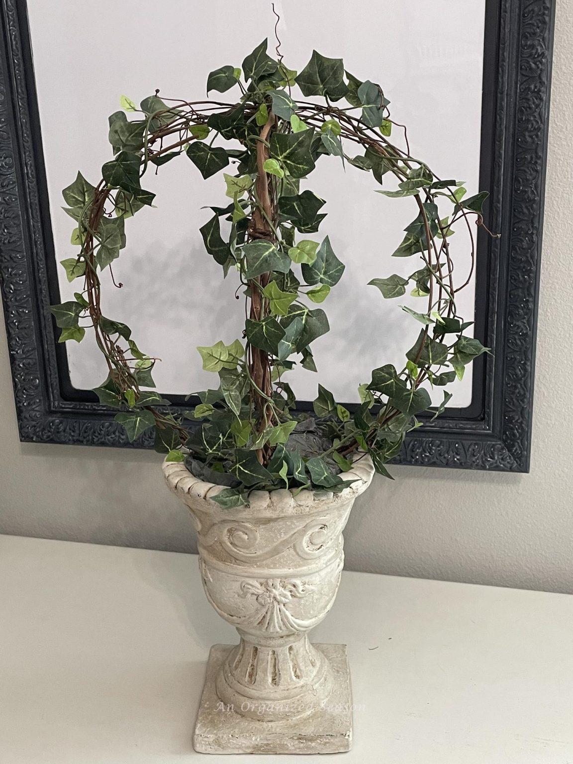 Easy DIY Topiary Frame from a Grapevine Wreath - An Organized Season
