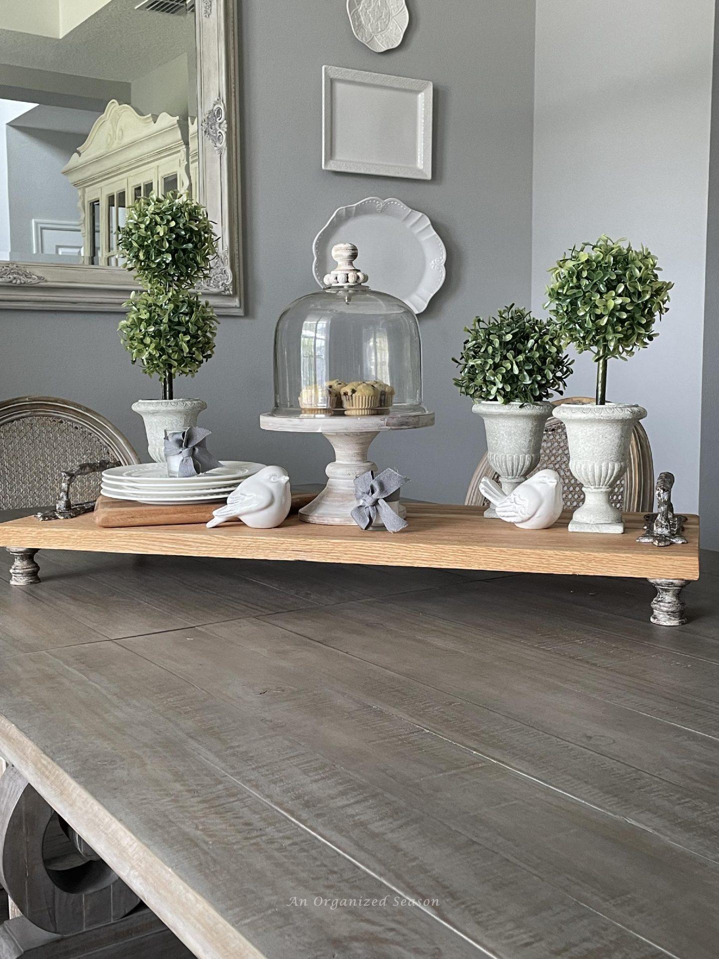 A Beautiful DIY Footed Wood Tray with Handles - An Organized Season