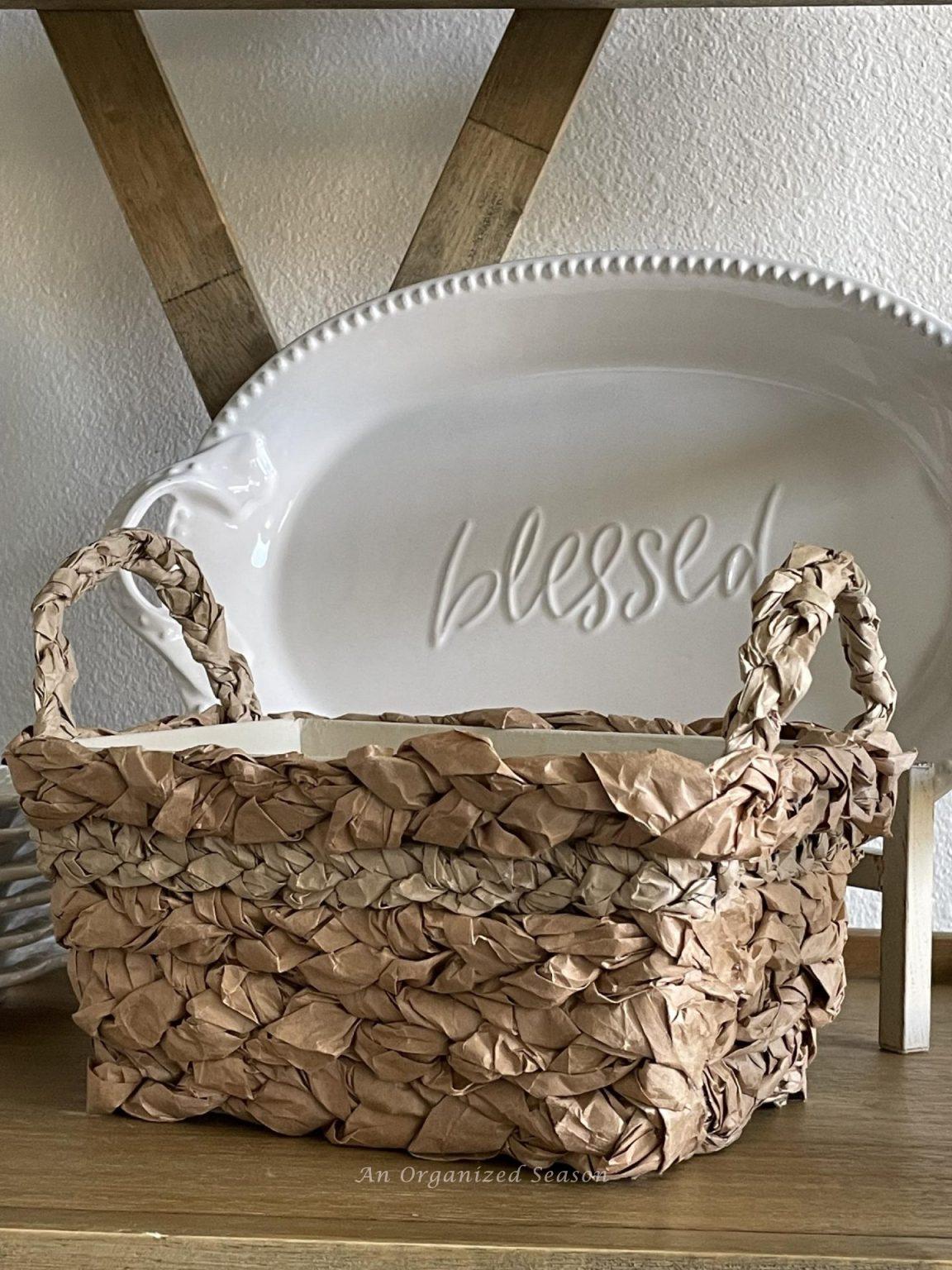Upcycle Packing Paper to Make a Free Basket - An Organized Season