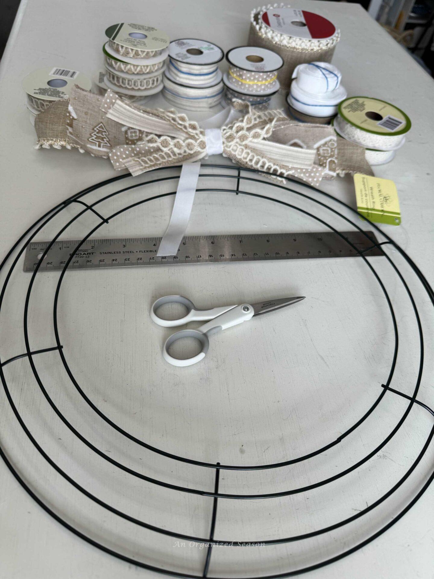 Simple Way to Create a DIY Neutral Ribbon Wreath - An Organized Season