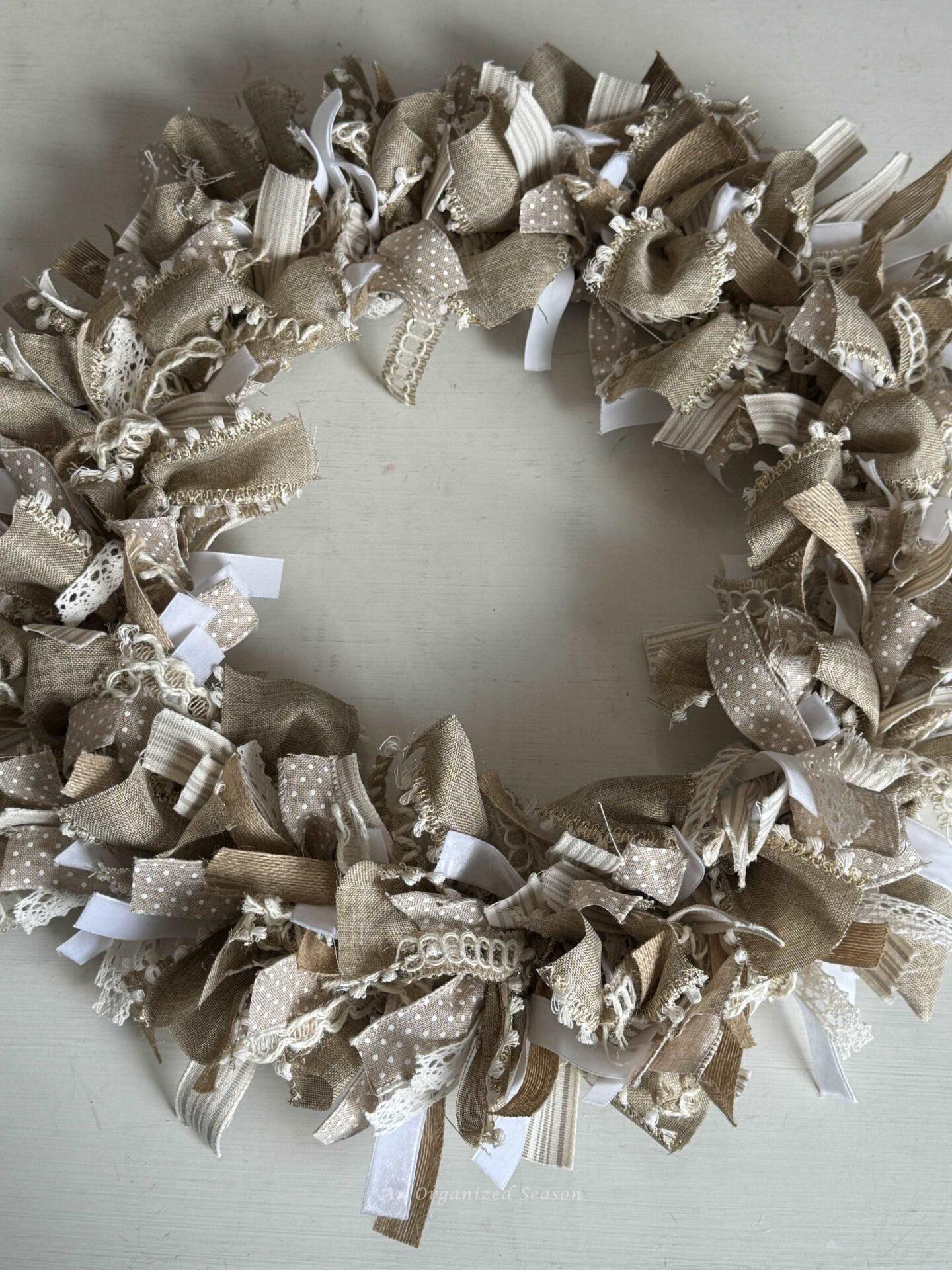 Simple Way to Create a DIY Neutral Ribbon Wreath - An Organized Season