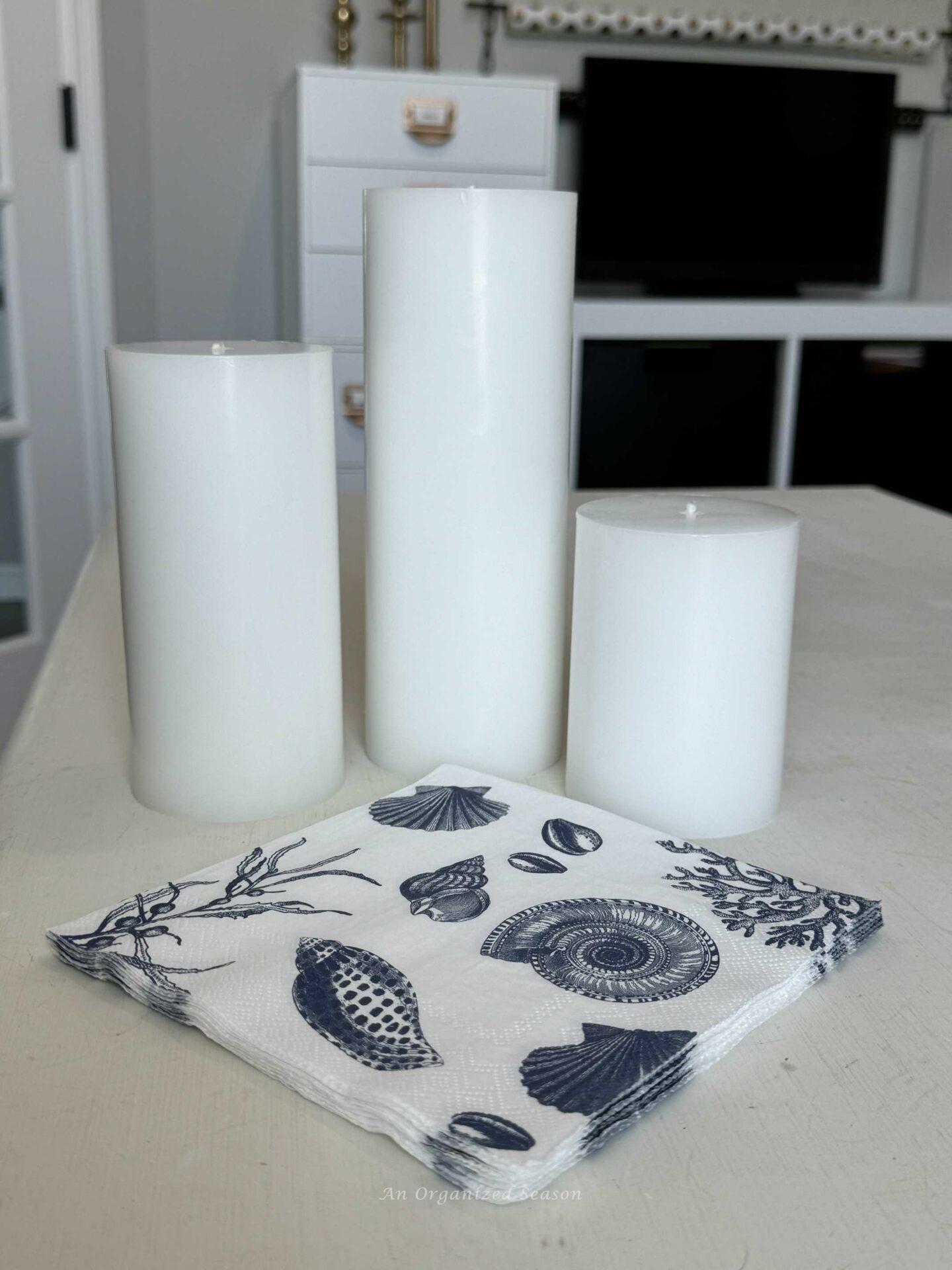 Simple Way to Decorate Candles with Napkins - An Organized Season