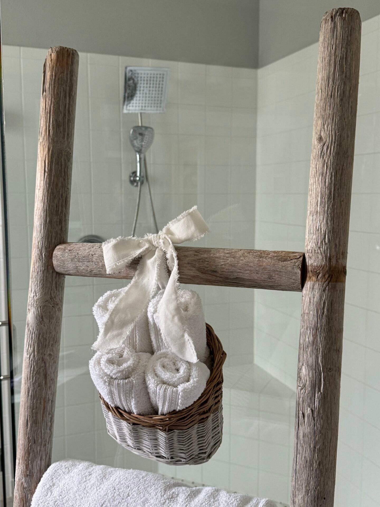 Build a Simple DIY Towel Ladder for Your Bathroom - An Organized Season