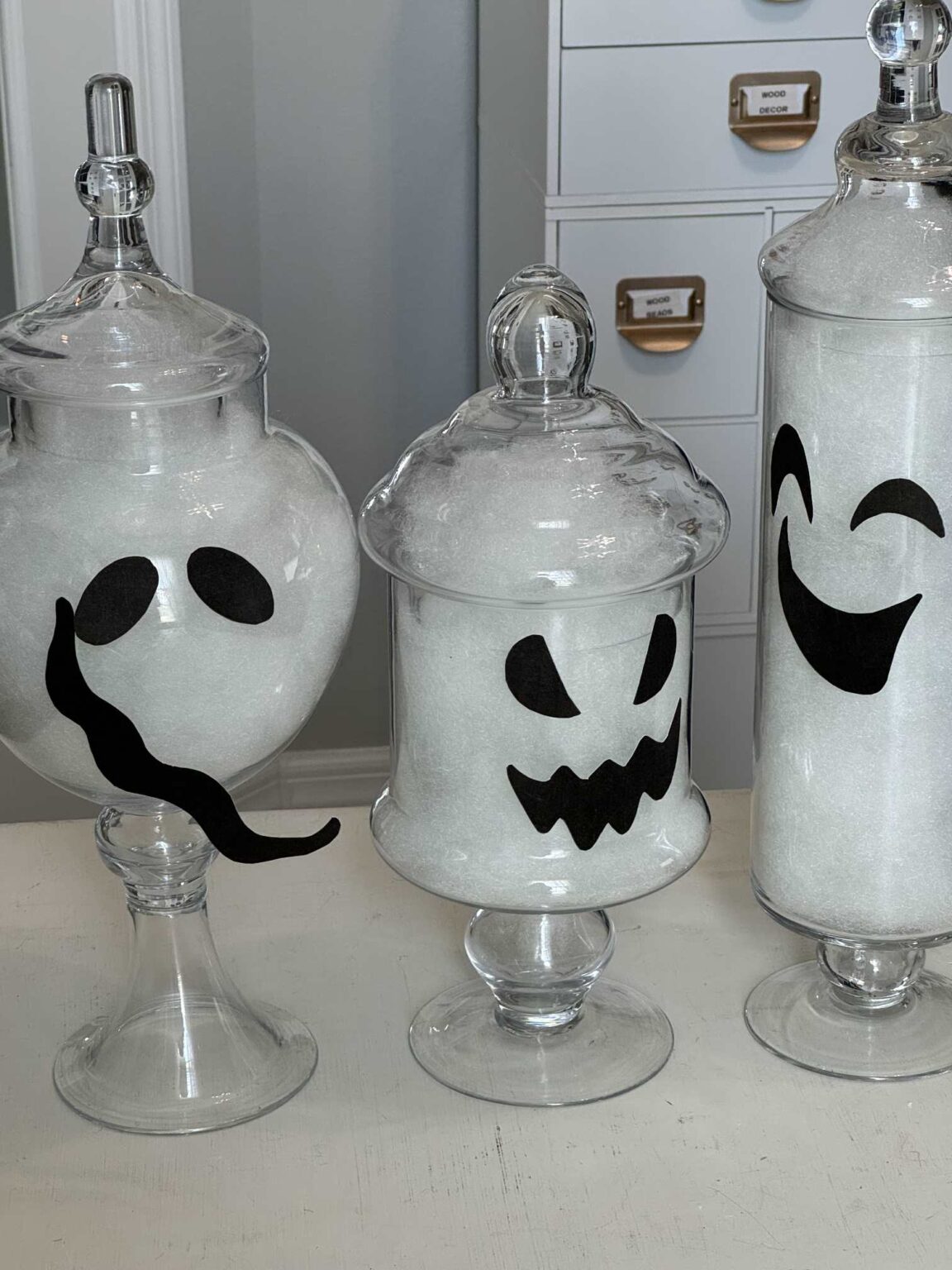 Simple DIY Halloween Ghost Apothecary Jars - An Organized Season