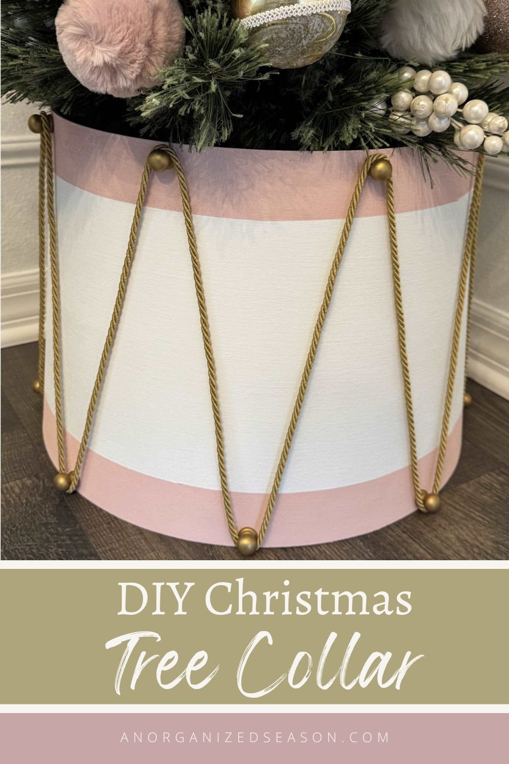 Amazing DIY Christmas Tree Collar Made From a Lampshade - An Organized ...