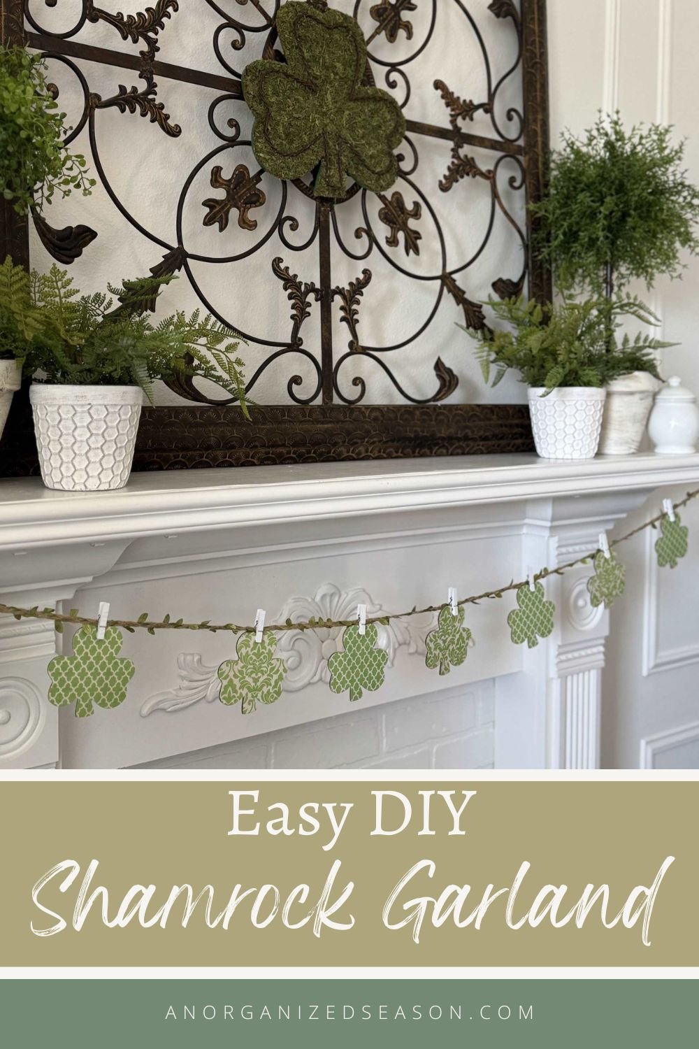 Quick and Easy Dollar Tree Shamrock Garland DIY - An Organized Season