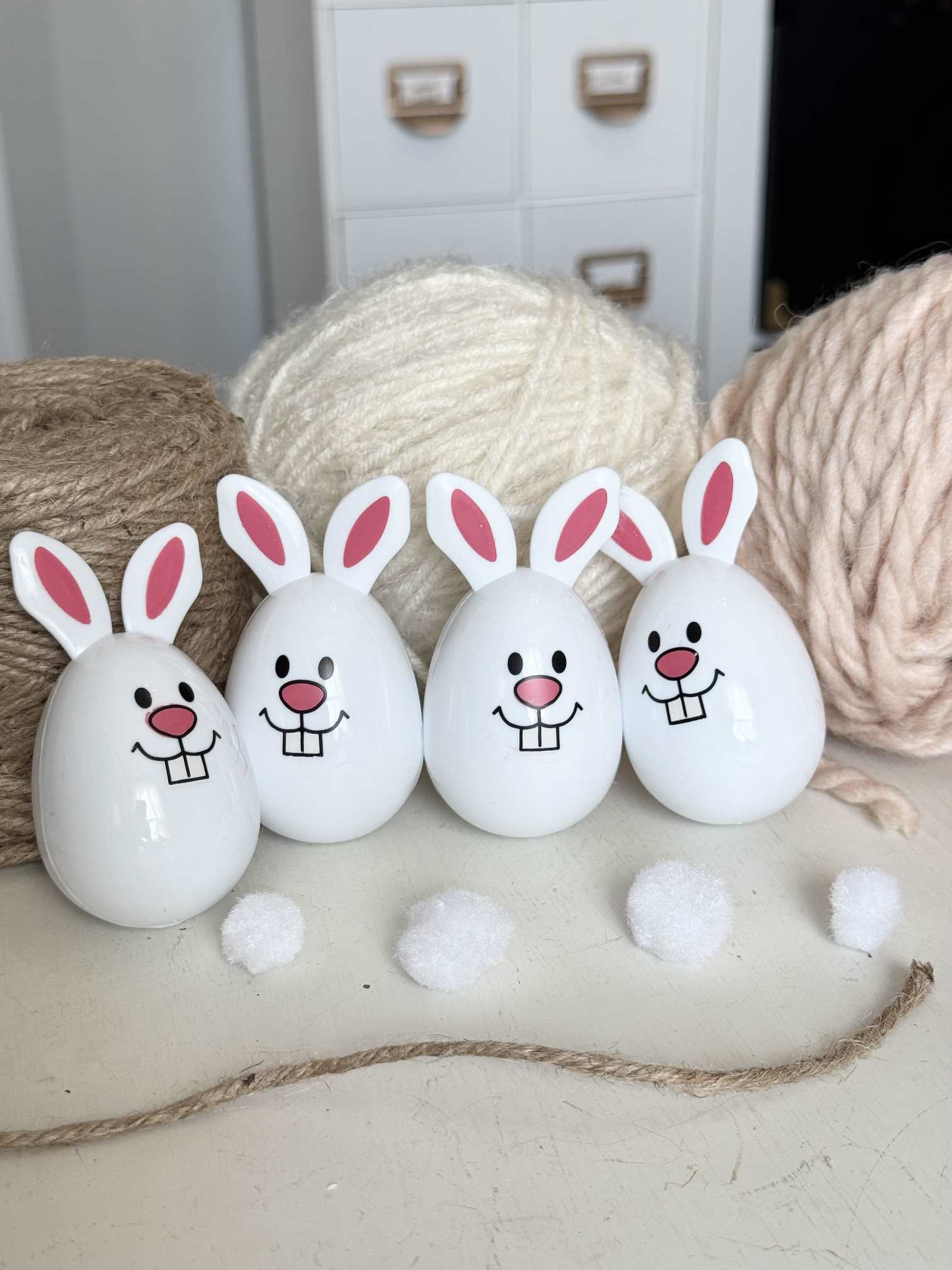 Simple and Cute DIY Bunny Eggs with Pom Pom Tails - An Organized Season