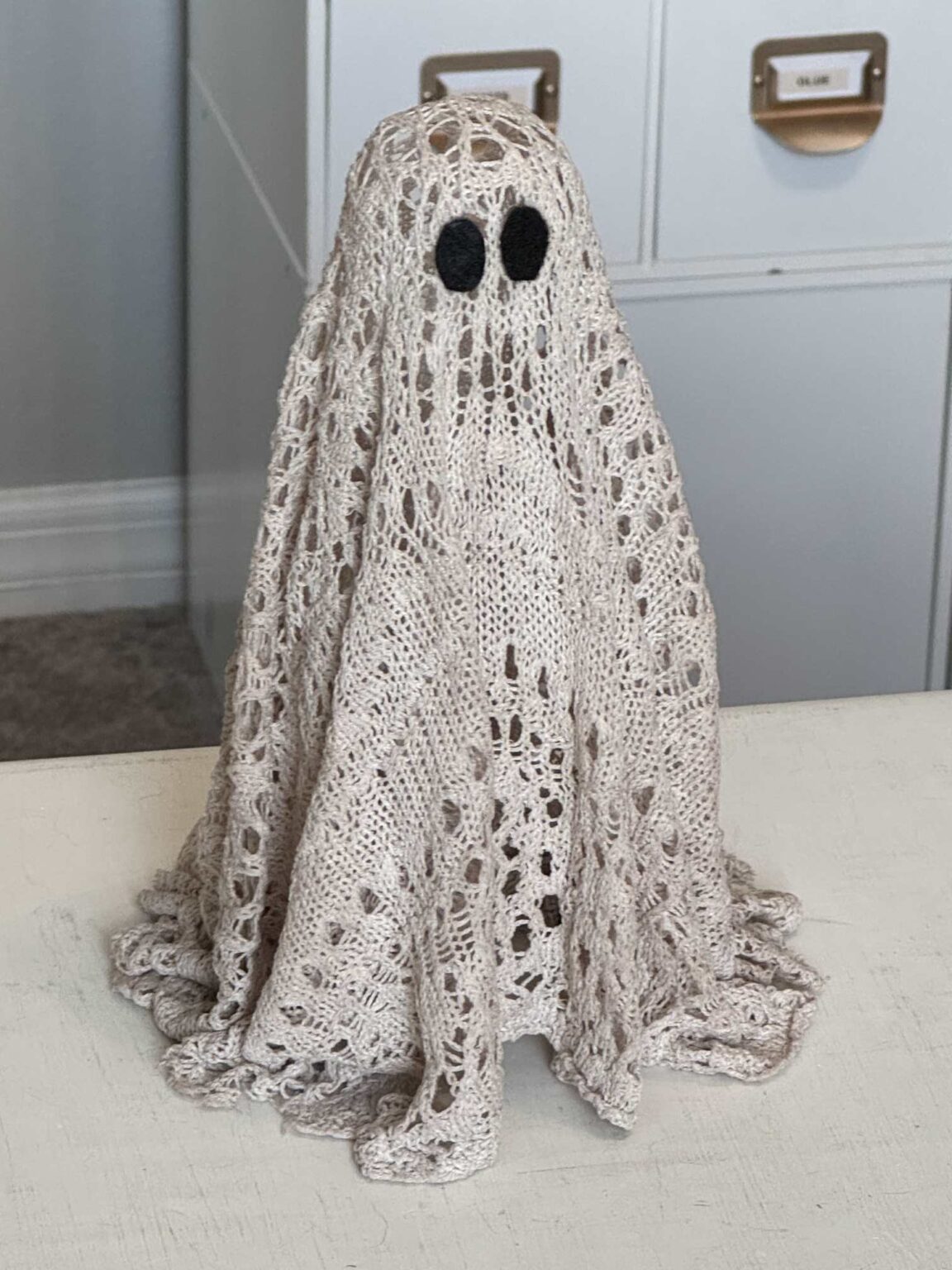 Upcycled Sweater Halloween Craft: DIY Ghost in a Cloche - An Organized ...